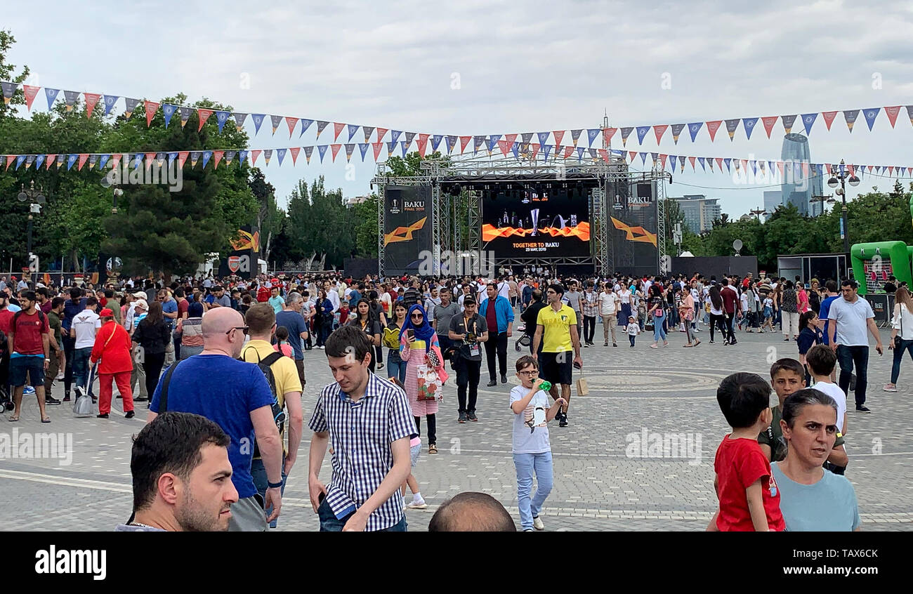 A general view of fans in the fan park in Baku, Azerbaijan Stock Photo ...