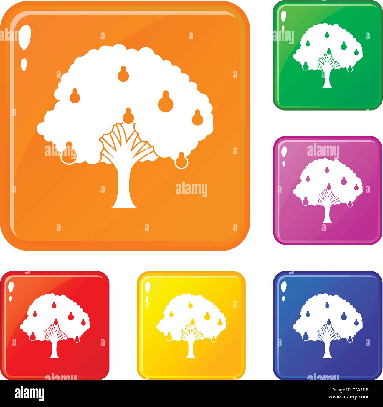 Pear tree with pears icons set vector color Stock Vector Image & Art ...