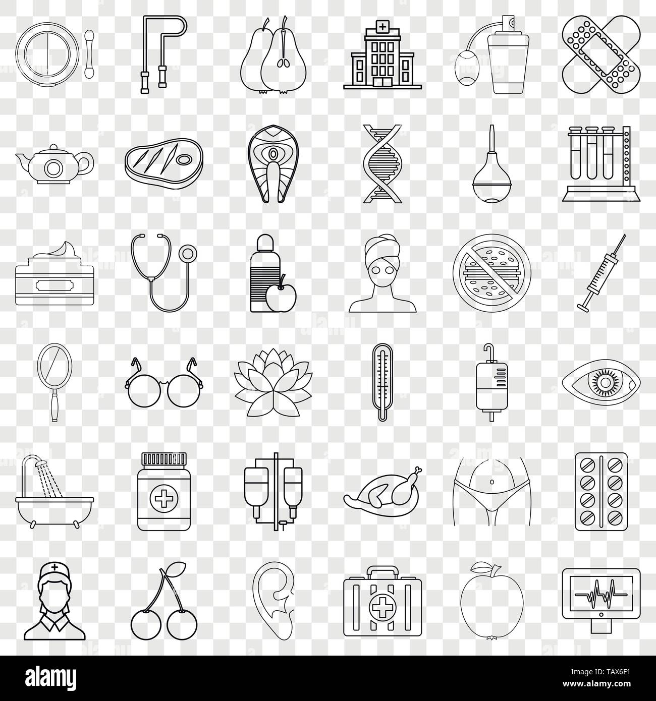 Woman health icons set, outline style Stock Vector Image & Art - Alamy