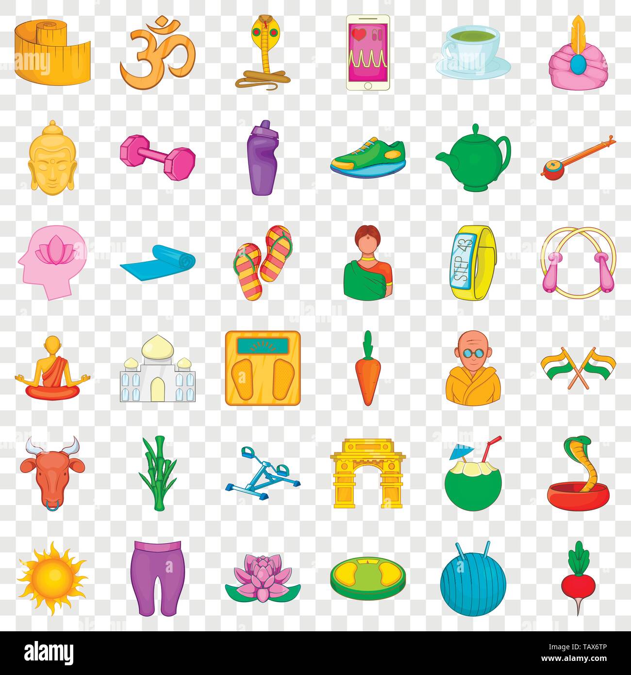 Yoga center icons set, cartoon style Stock Vector Image & Art - Alamy