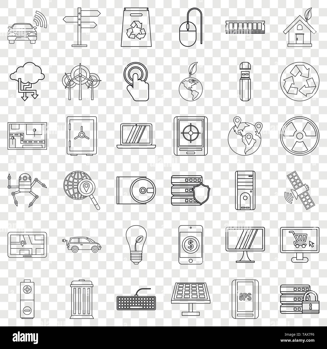 Connection icons set, outline style Stock Vector Image & Art - Alamy