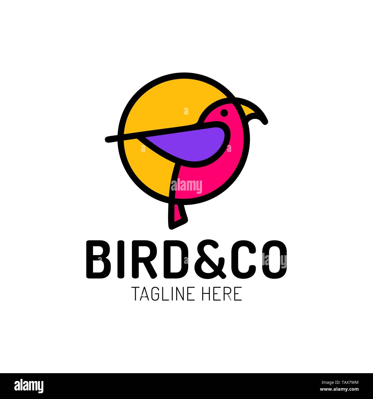 bird logo design with circle shape concept template with linear concept ...