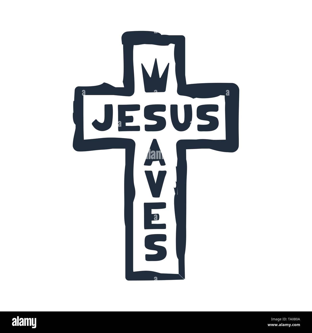 Jesus saves religious lettering brush illustration art design for ...