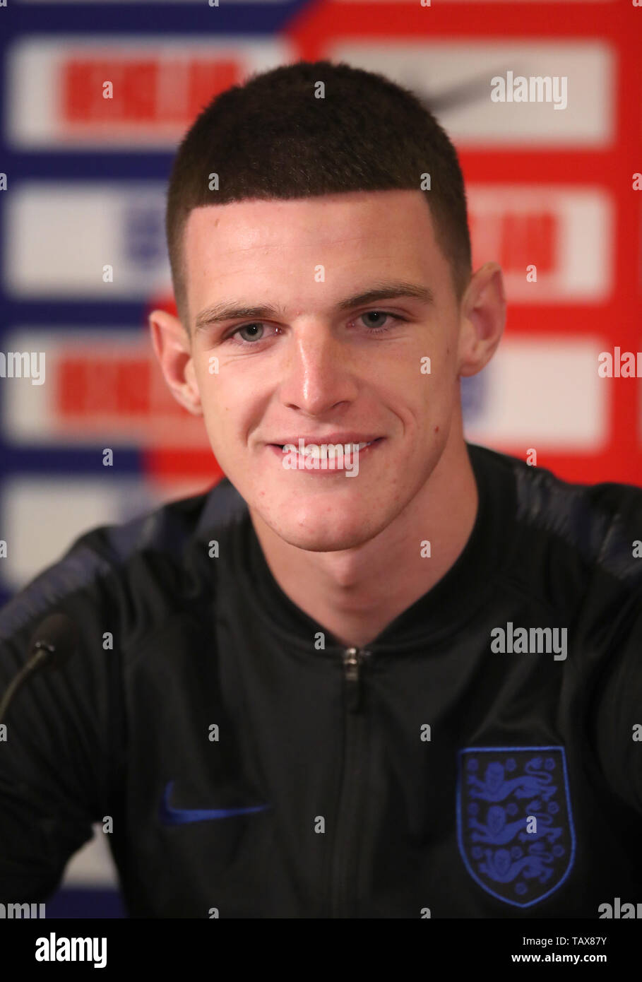 England's Declan Rice during a press conference at St George's Park ...