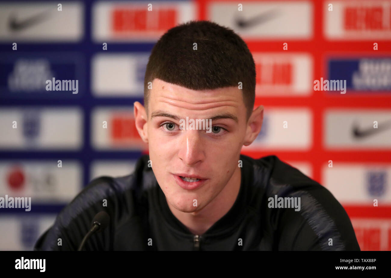 England's Declan Rice during a press conference at St George's Park ...