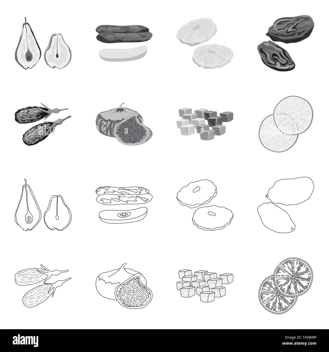 Vector illustration of food and raw sign. Set of food and nature vector ...