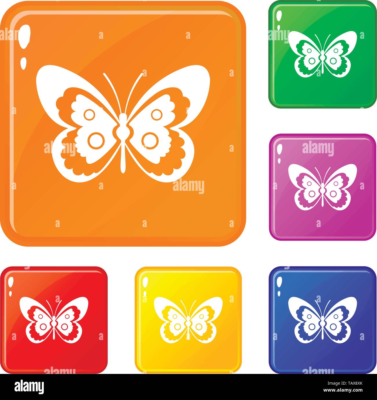 Butterfly icons set vector color Stock Vector Image & Art - Alamy