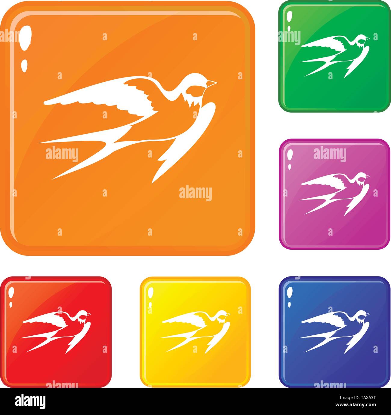 Barn swallow icons set collection vector 6 color isolated on white ...