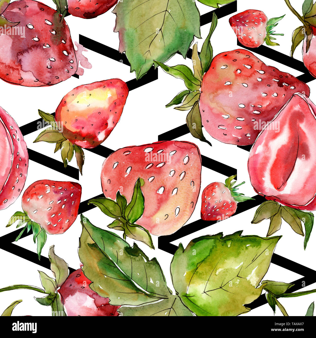 Strawberry healthy food. Watercolor background illustration set ...