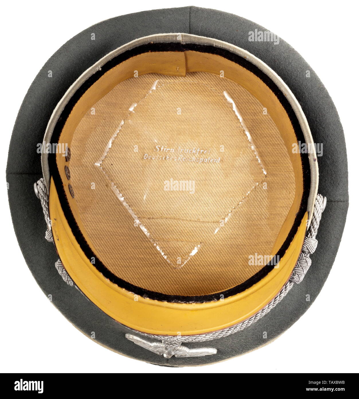 A visor cap for infantry leaders, Field-grey base cloth with white ...