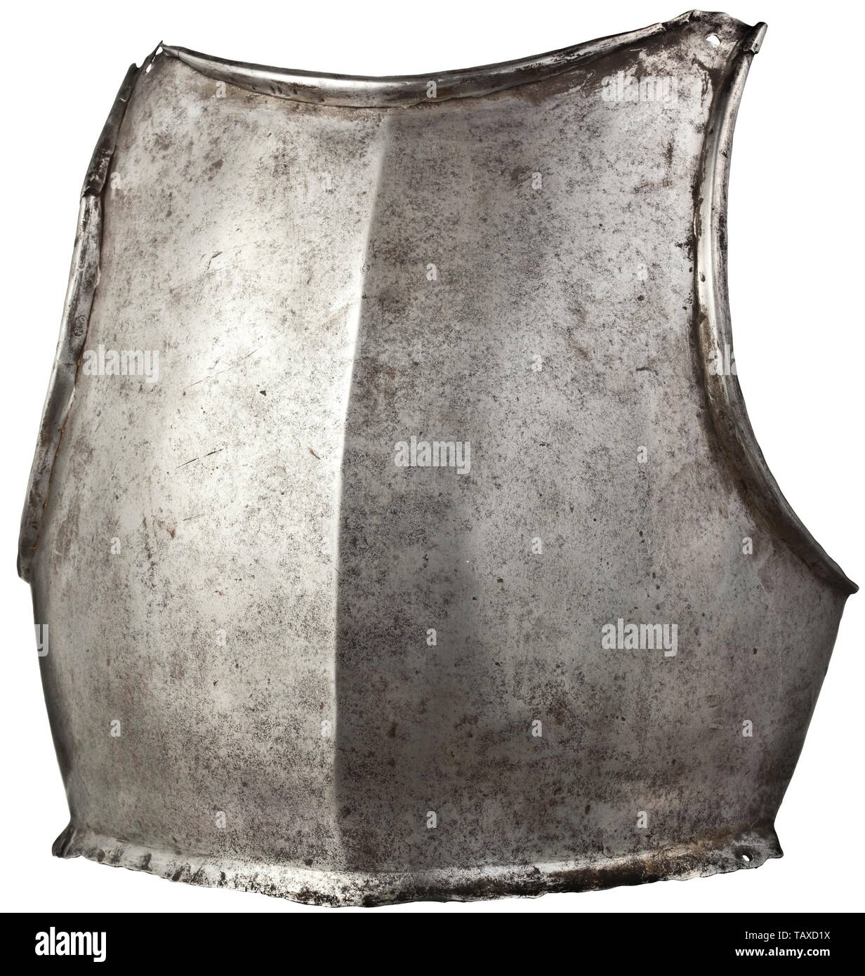 An early breastplate, circa 1500/1510, Wrought iron, centrally ridged ...