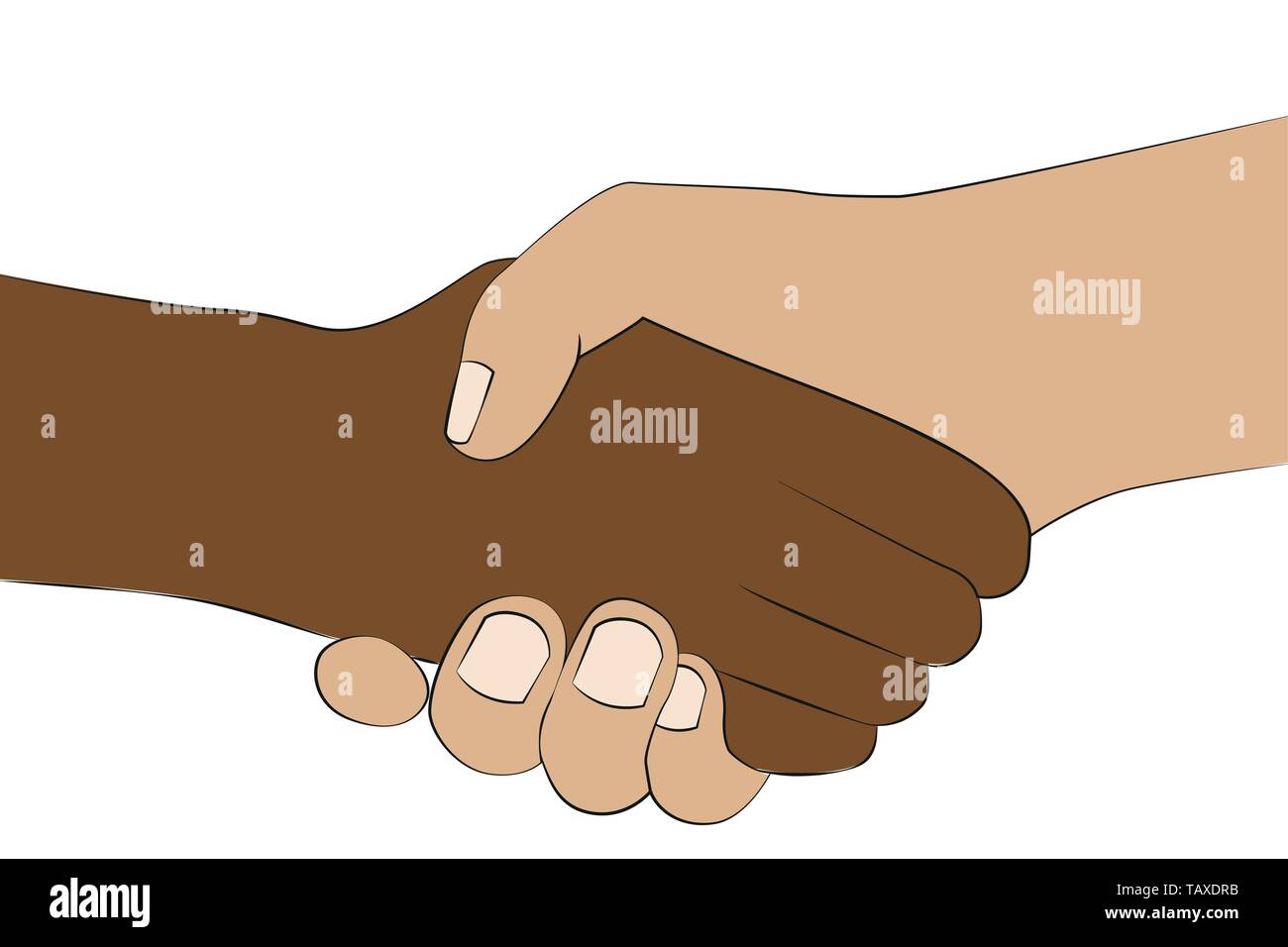 handshake two people with different skin colors shake hands isolated on ...