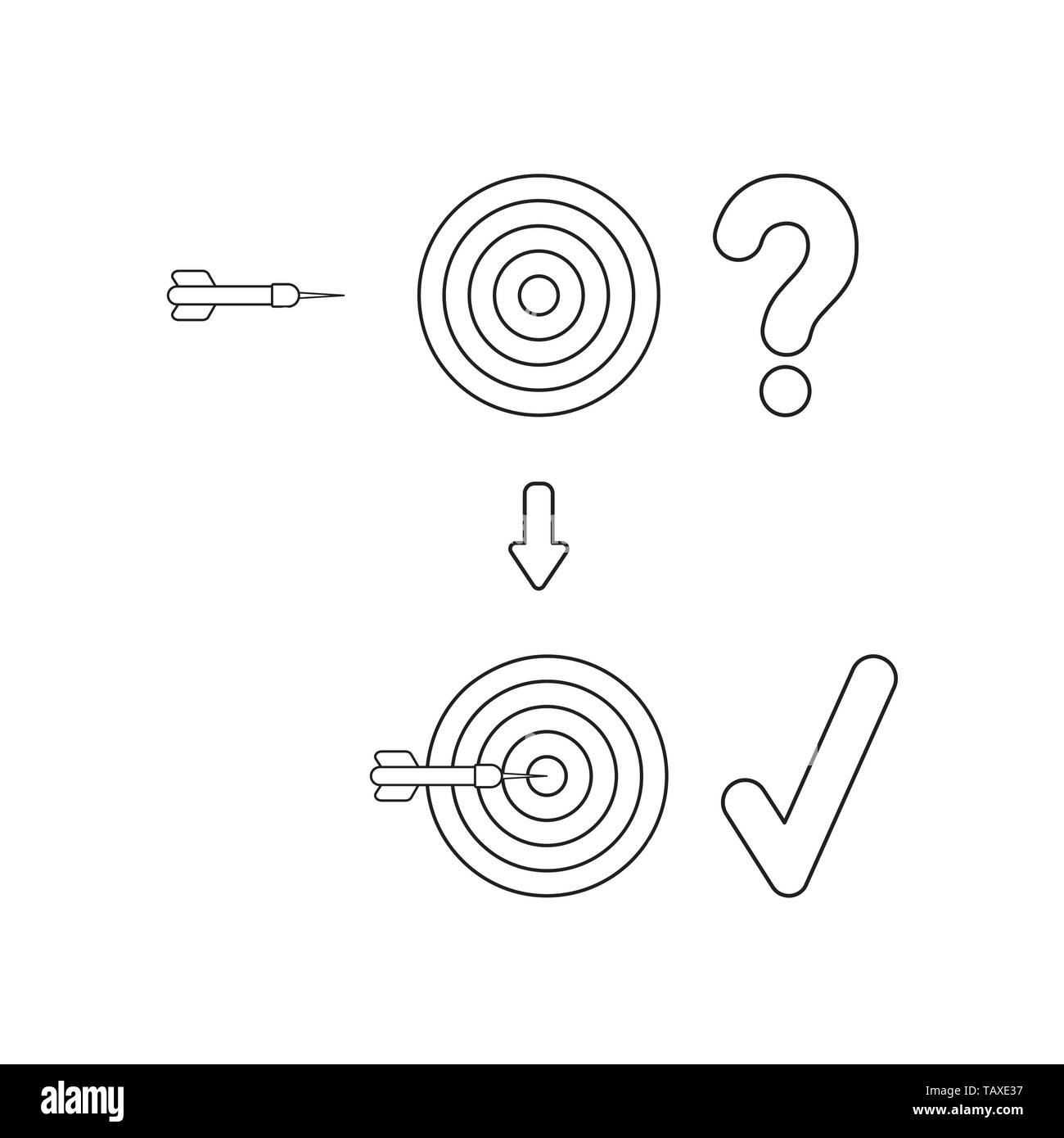 Vector icon concept of bulls eye with question mark and dart in the ...
