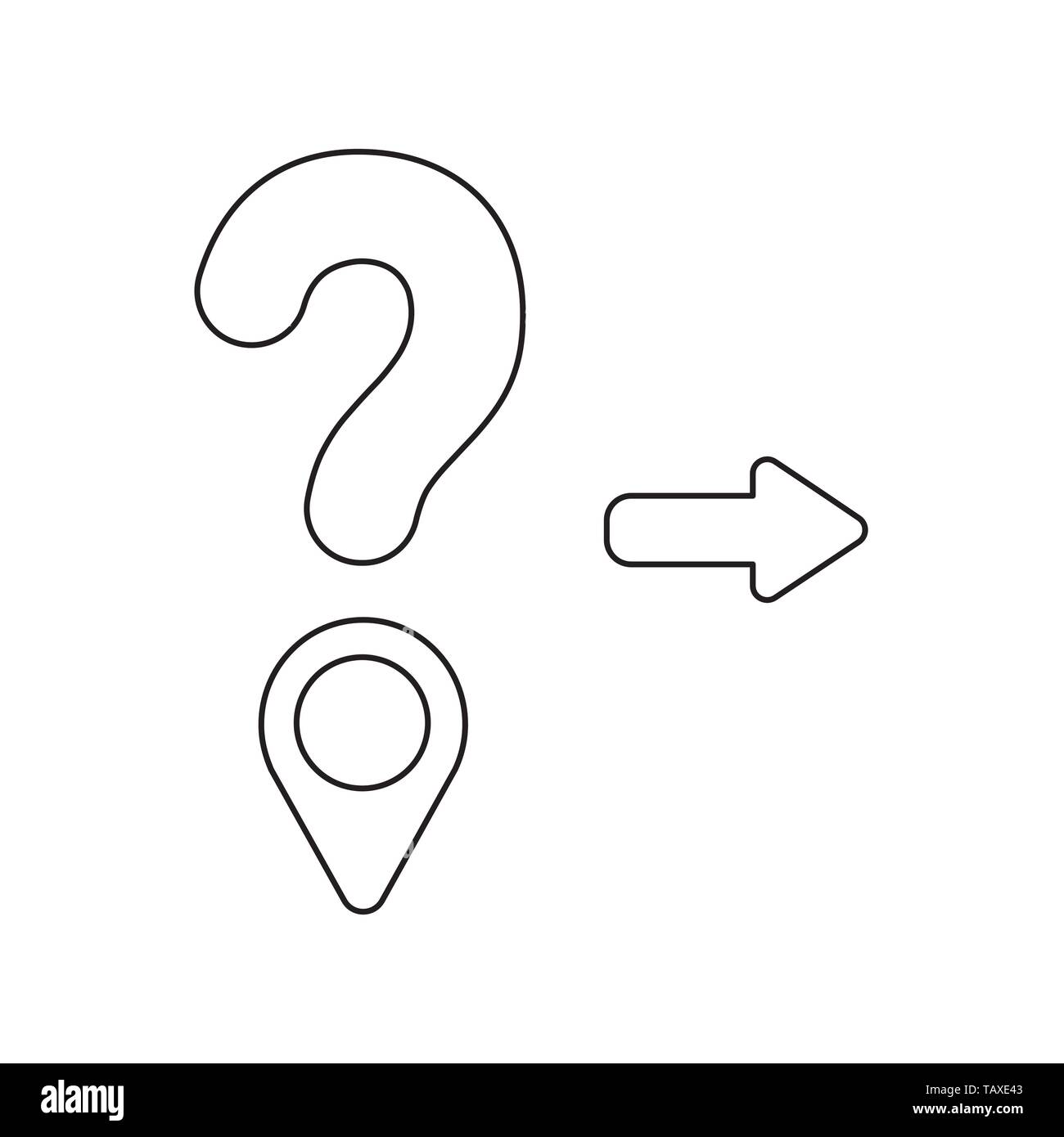 Vector icon concept of question mark and map pointer. Black outlines Stock Vector Image & Art ...
