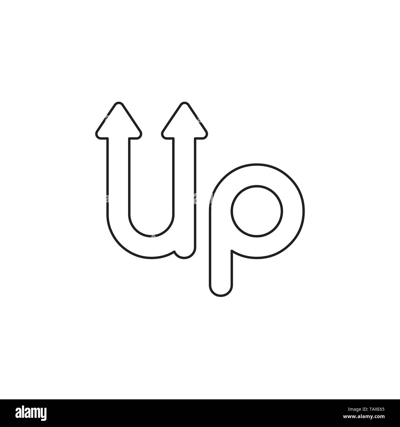 Vector icon concept of up word with arrows up. Black outlines Stock ...