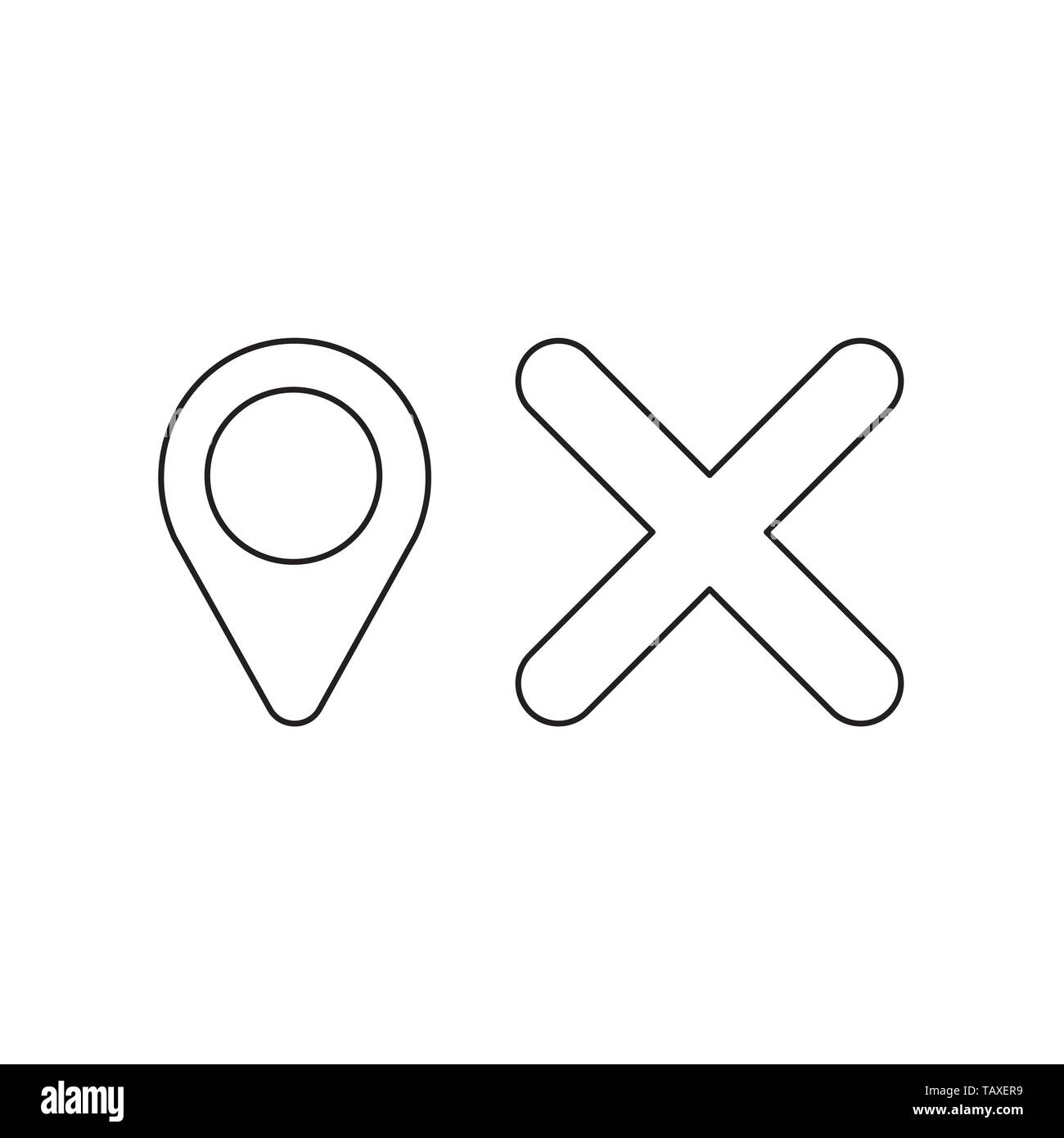 Vector icon concept of map pointer and x mark. Black outlines Stock Vector Image & Art - Alamy