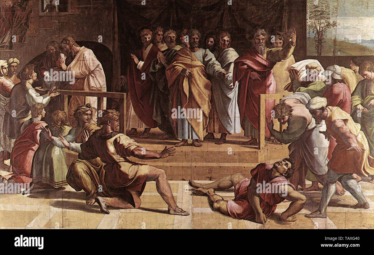 Raffaello Sanzio Da Urbino - Raphael - Death Ananias 1515 Stock Photo ...