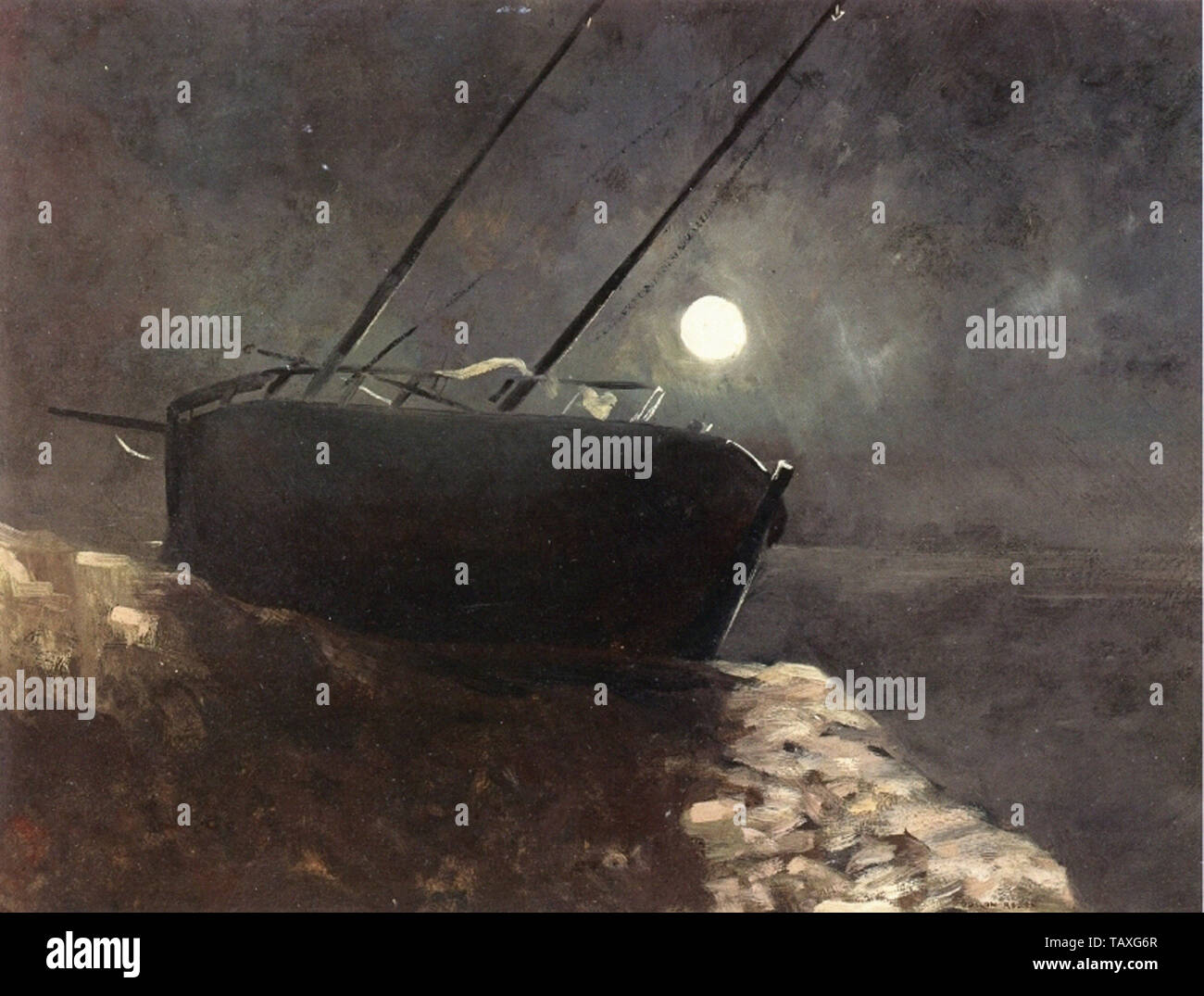 Odilon Redon - Boat Moonlight Stock Photo - Alamy