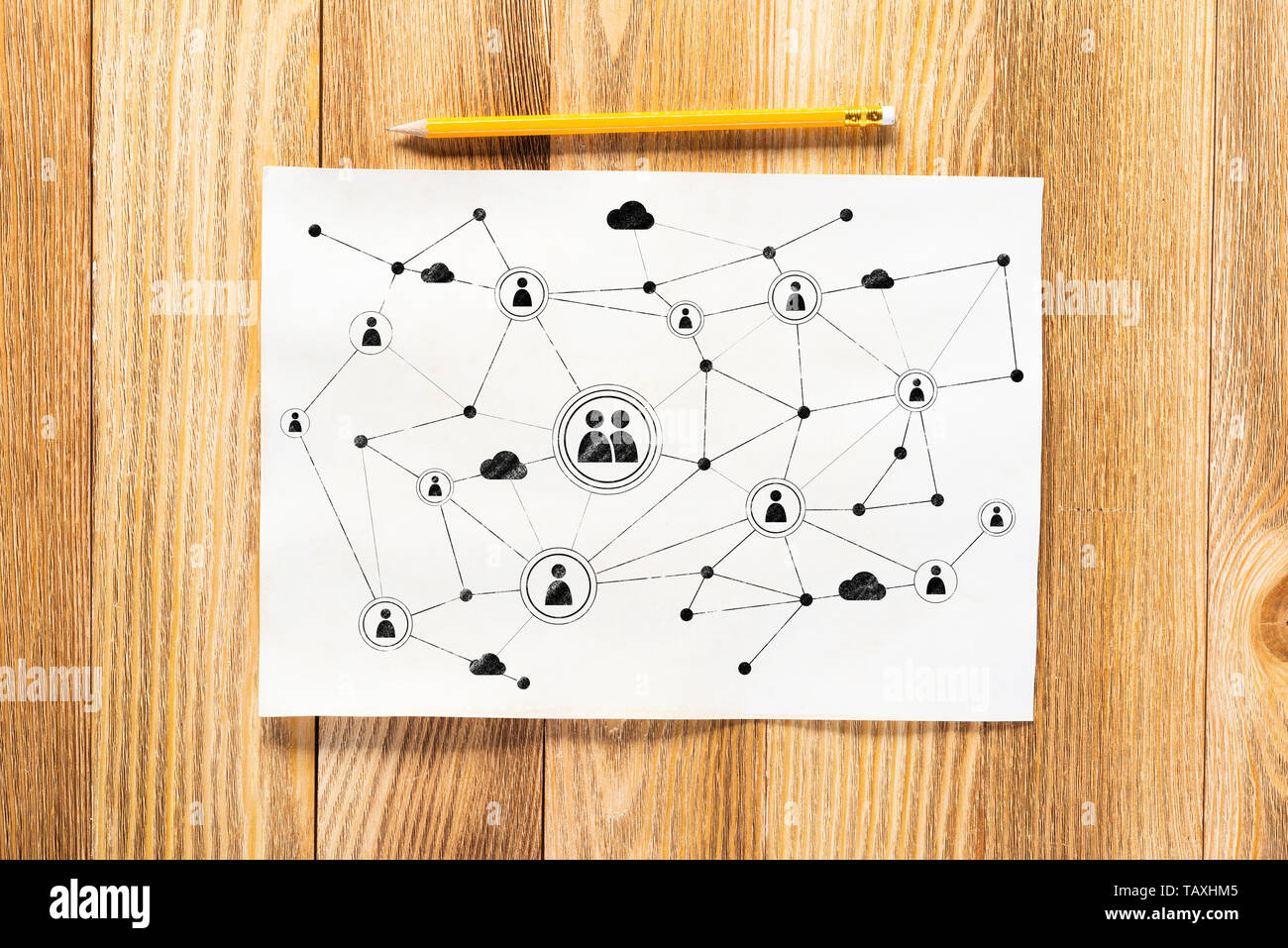 Social network pencil hand drawn Stock Photo - Alamy
