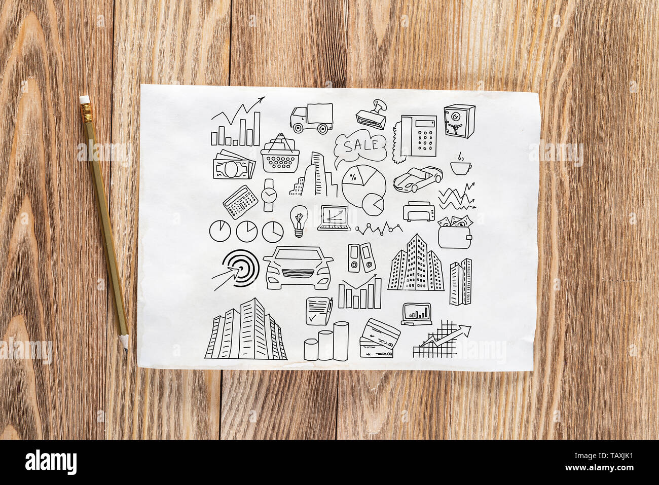 Commercial activity pencil hand drawn Stock Photo - Alamy