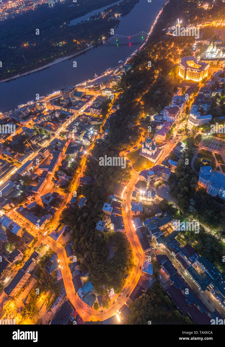 Evening Kiev, Ukraine. Aerial view Stock Photo - Alamy