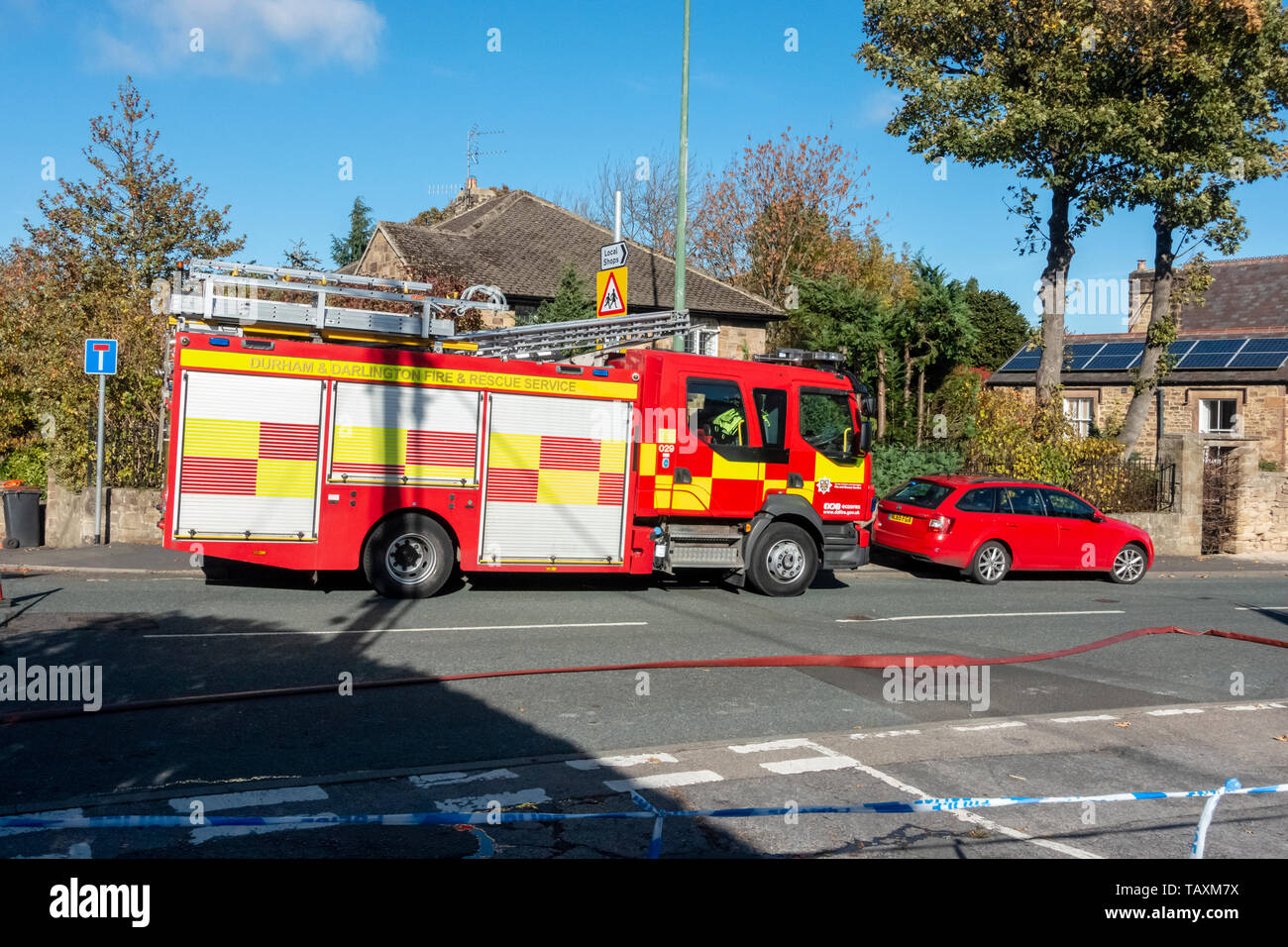 County Durham and Darlington Fire and Rescue Service fire engine at the ...