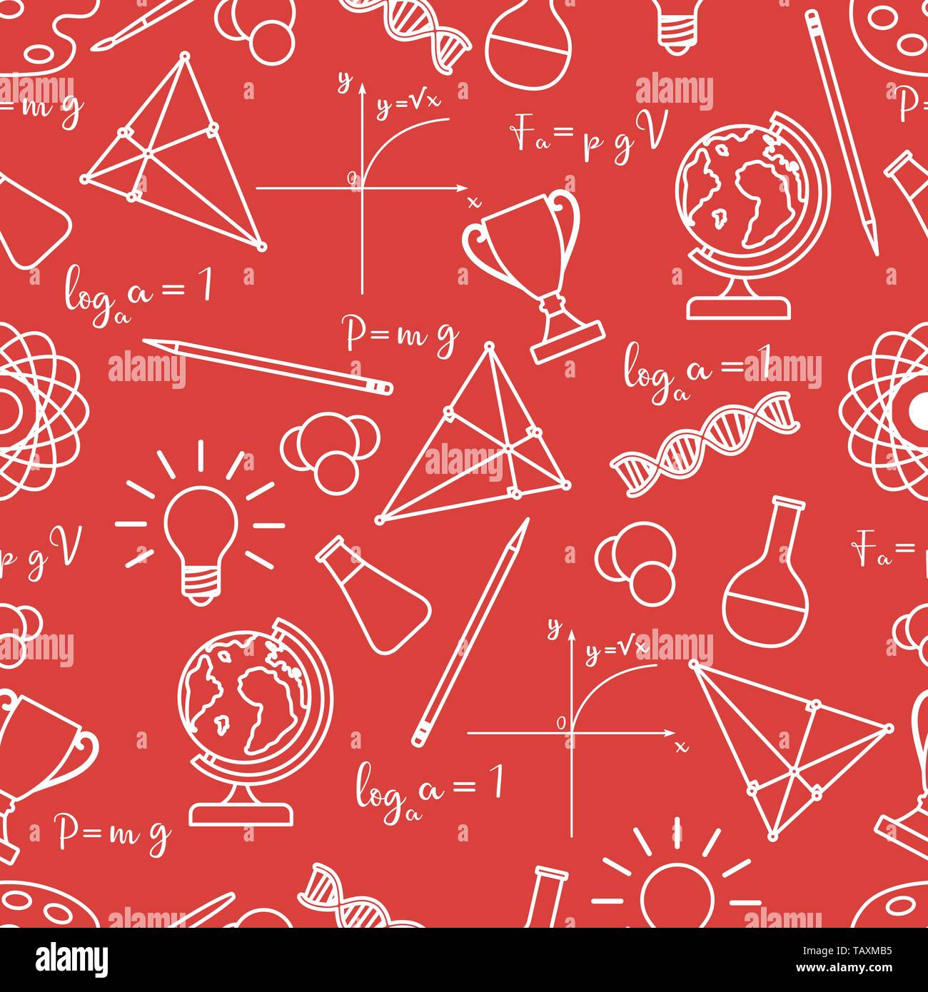 Vector seamless pattern with scientific, education elements: globe ...
