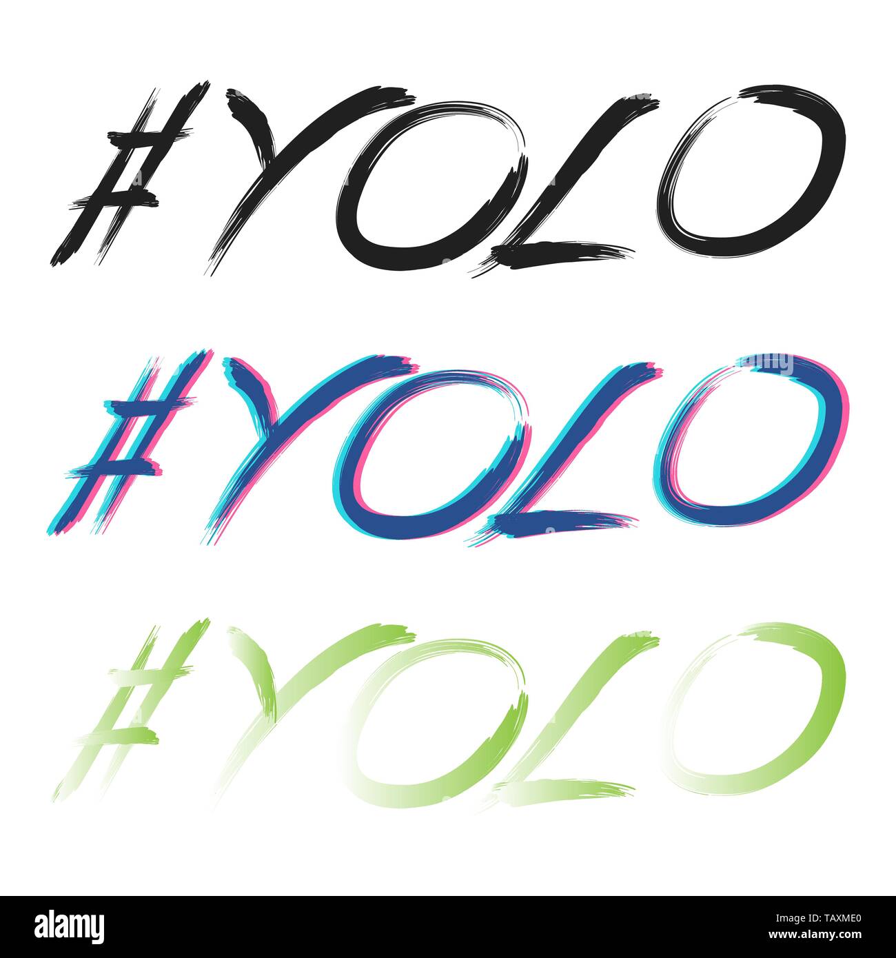 Different color yolo text set isolated on white background Stock Vector ...
