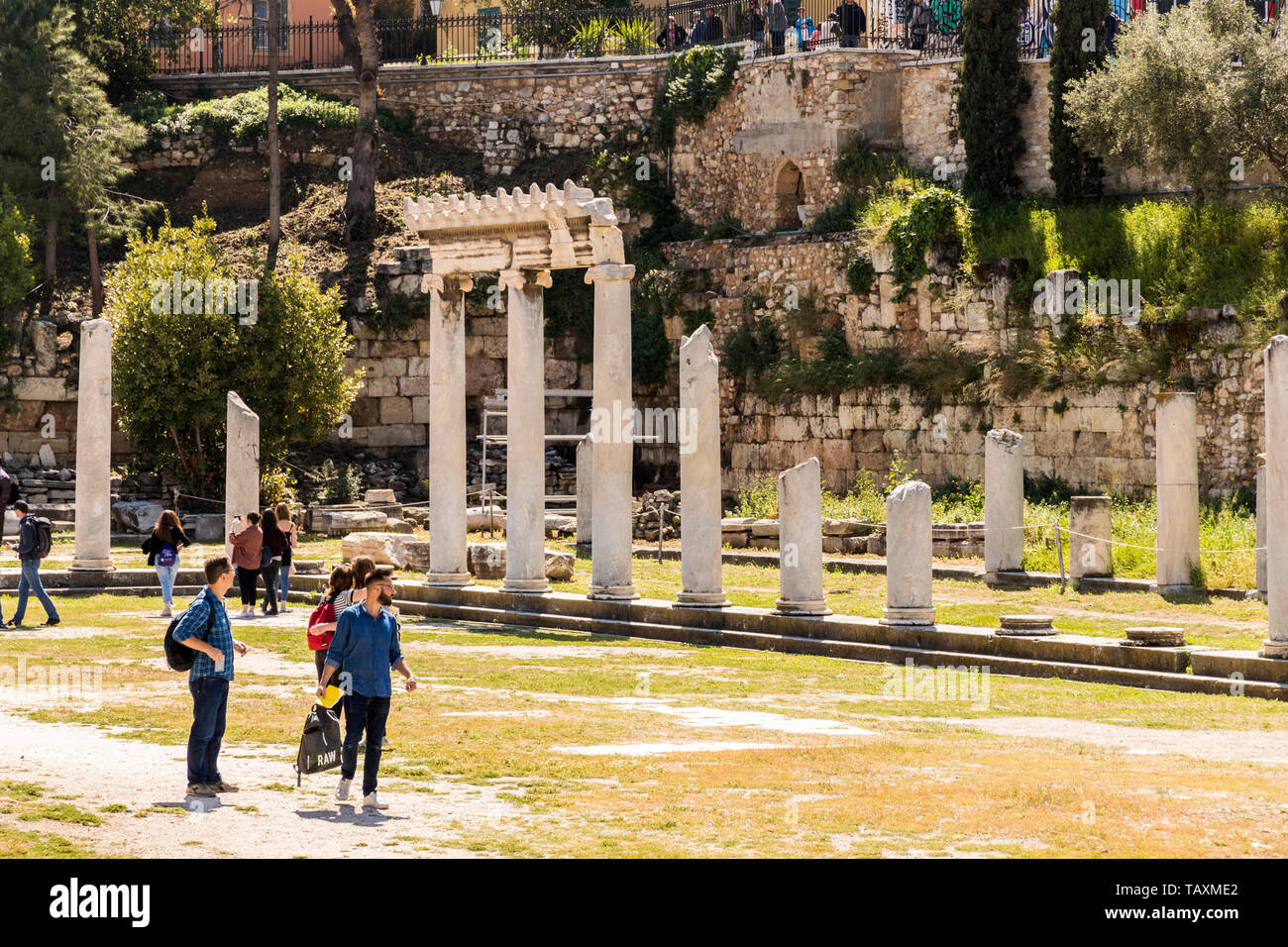 Athens, Greece. View of the ancient monuments and columns of the Roman ...