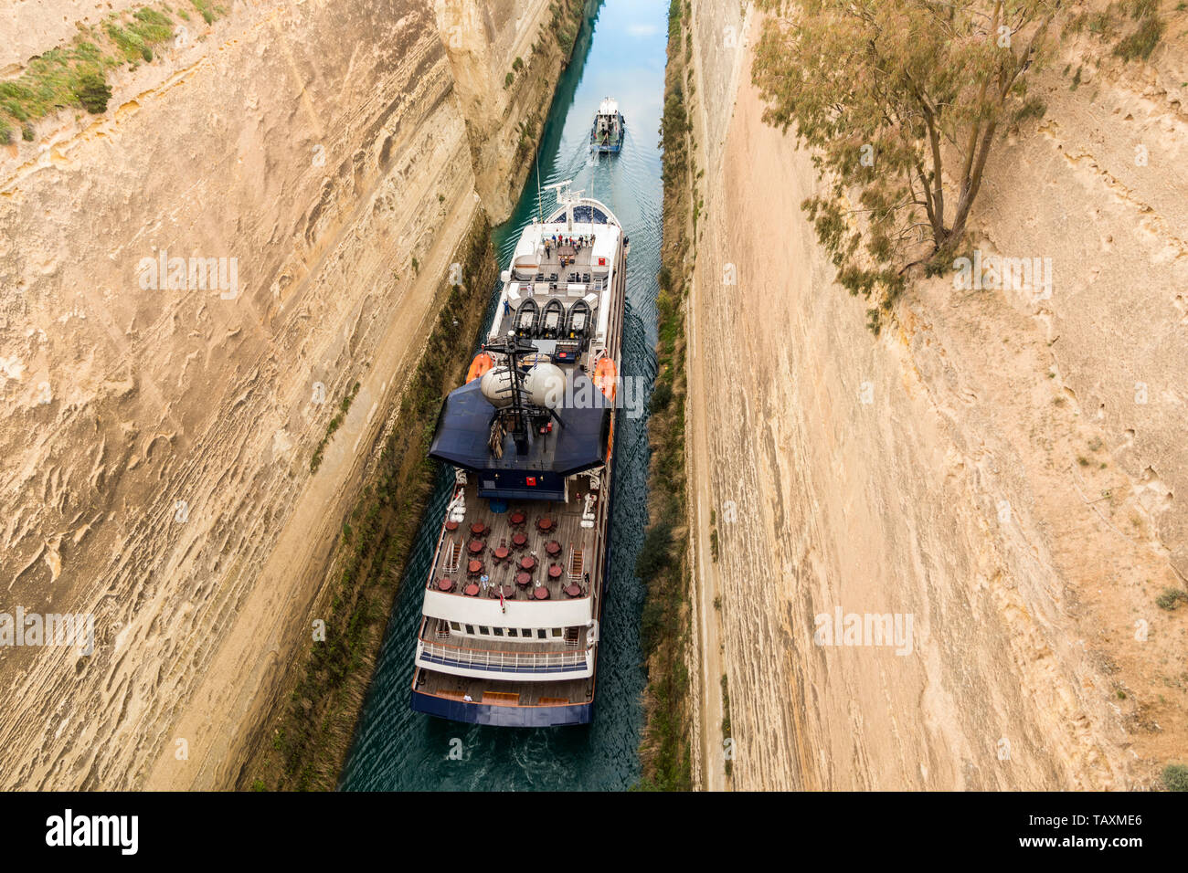 The Corinth Canal, Greece, a channel done in 1893 that cuts the narrow ...