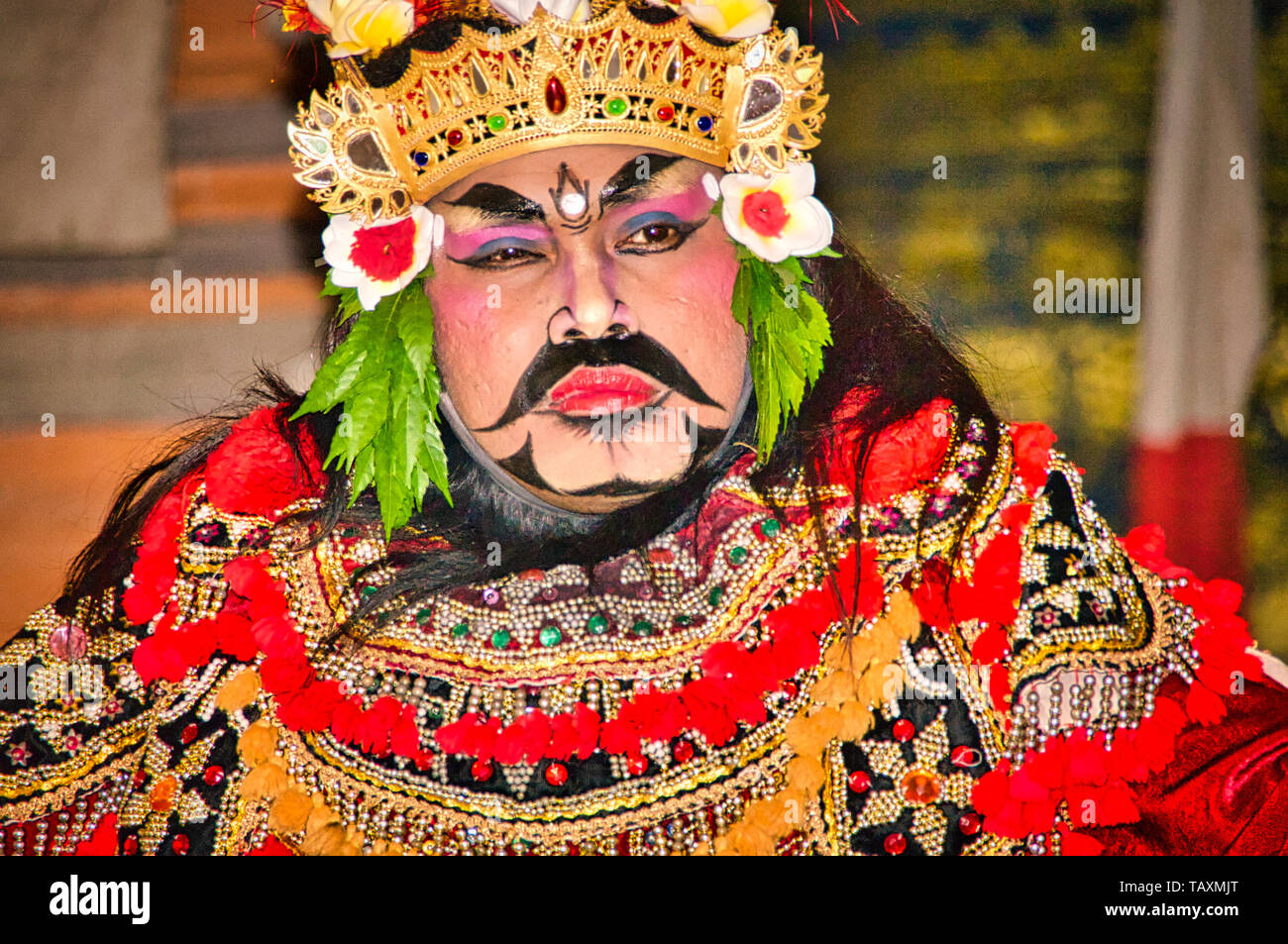 UBUD, BALI, INDONESIA - FEBRUARY Circa, 2019. Portrait of Jauk Dance a ...