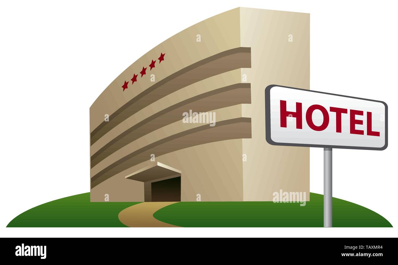 illustration of a hotel building with signboard Stock Vector Image ...