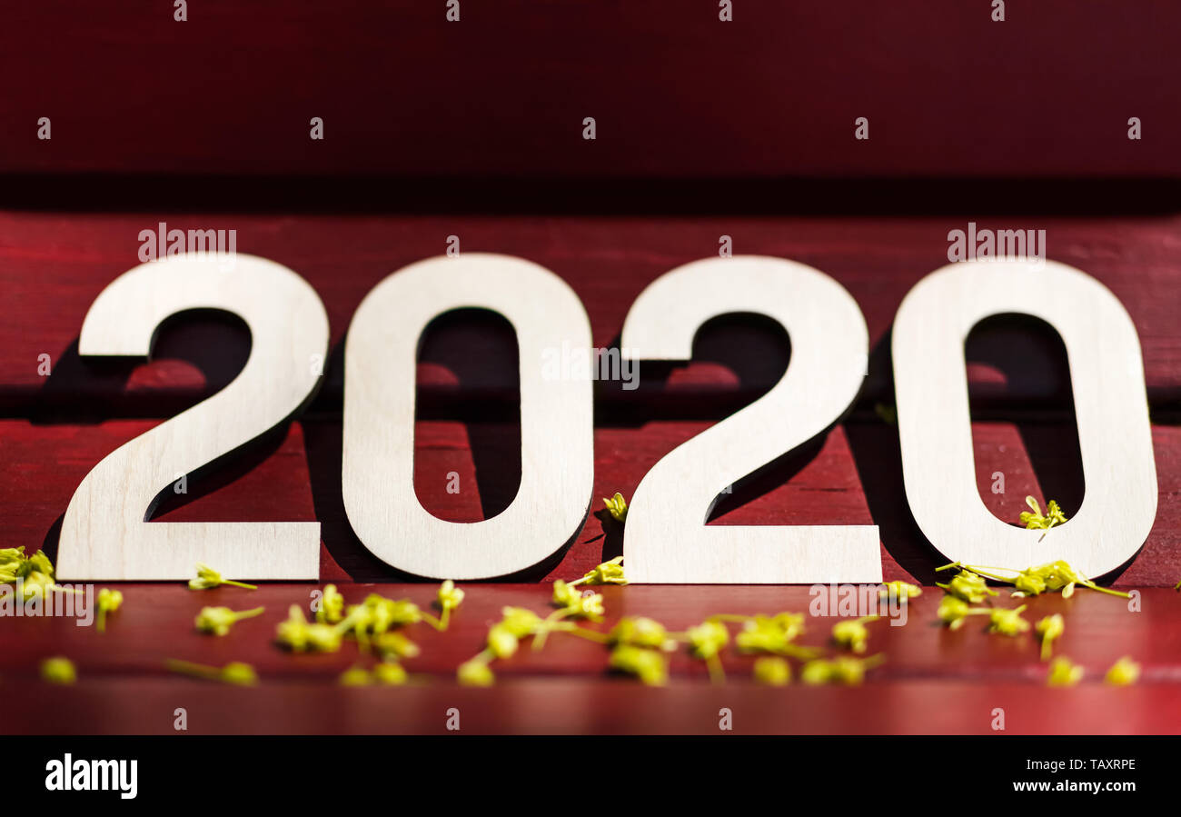 Big 2020 numbers laying on bright summer background Stock Photo - Alamy