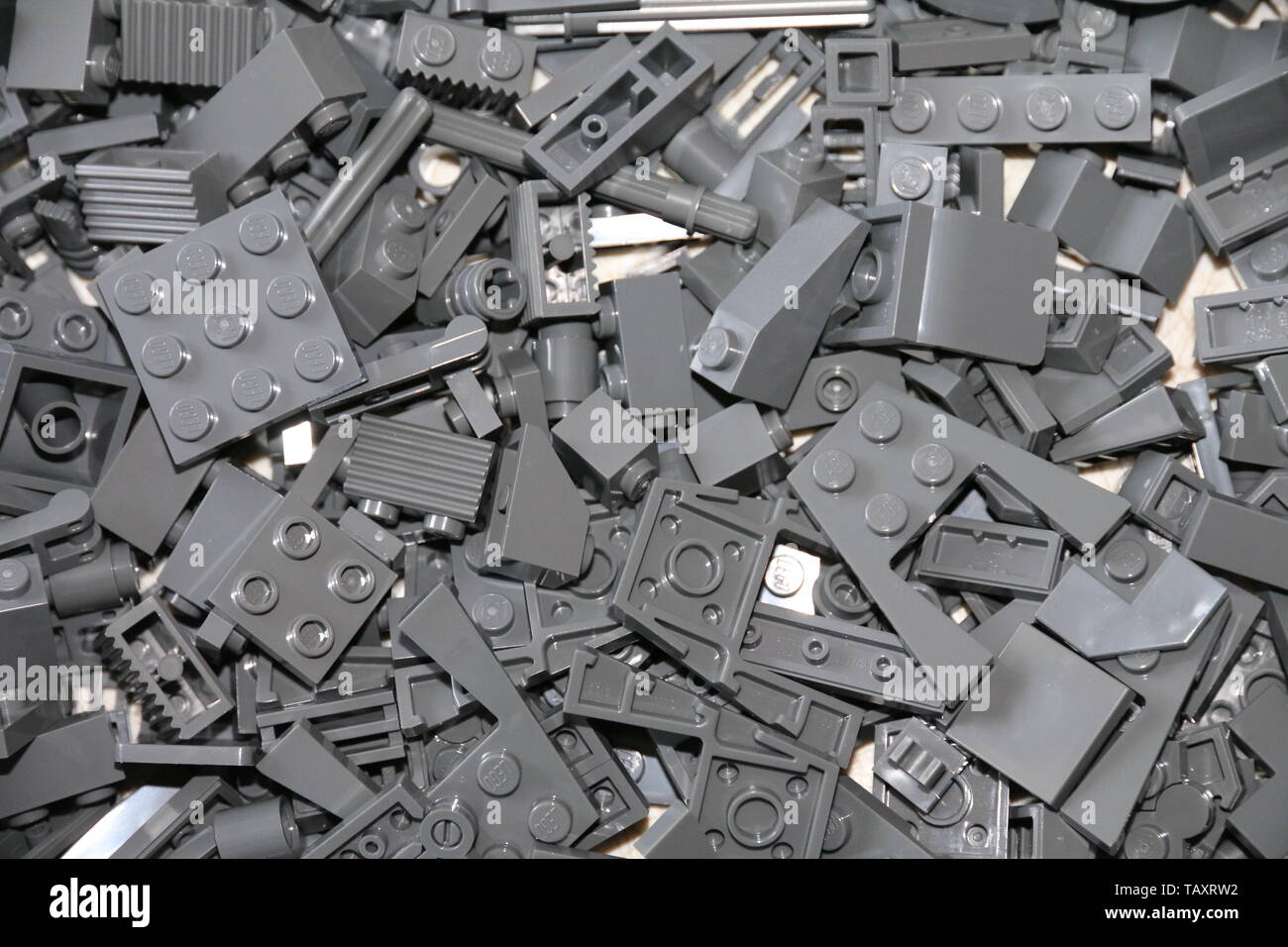 LEGO light bluish gray bricks, tiles, plates, technic parts together on ...