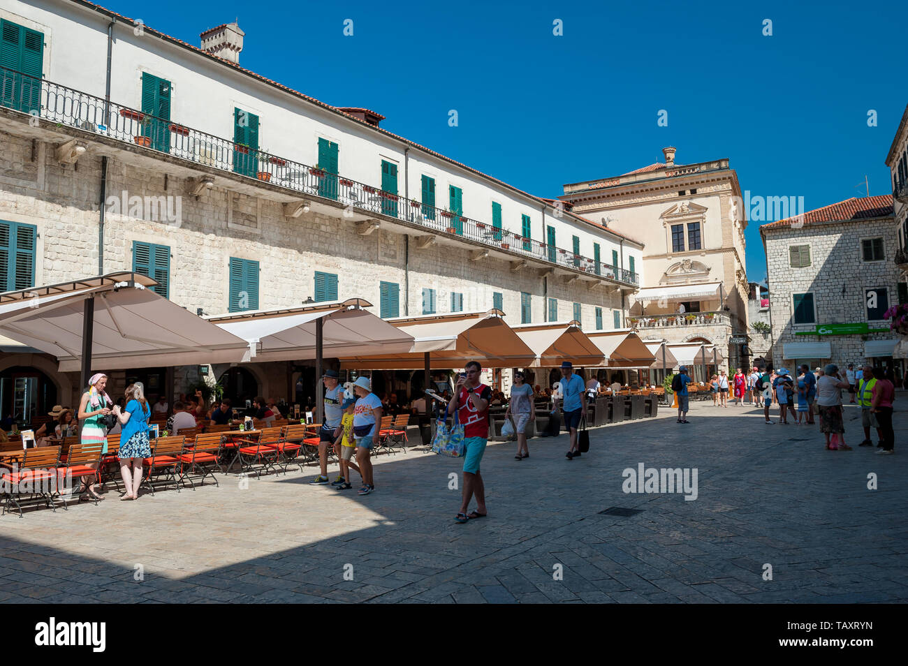 Trg od Oružja (The Arms Square) in the Old Town in Kotor, Montenegro ...