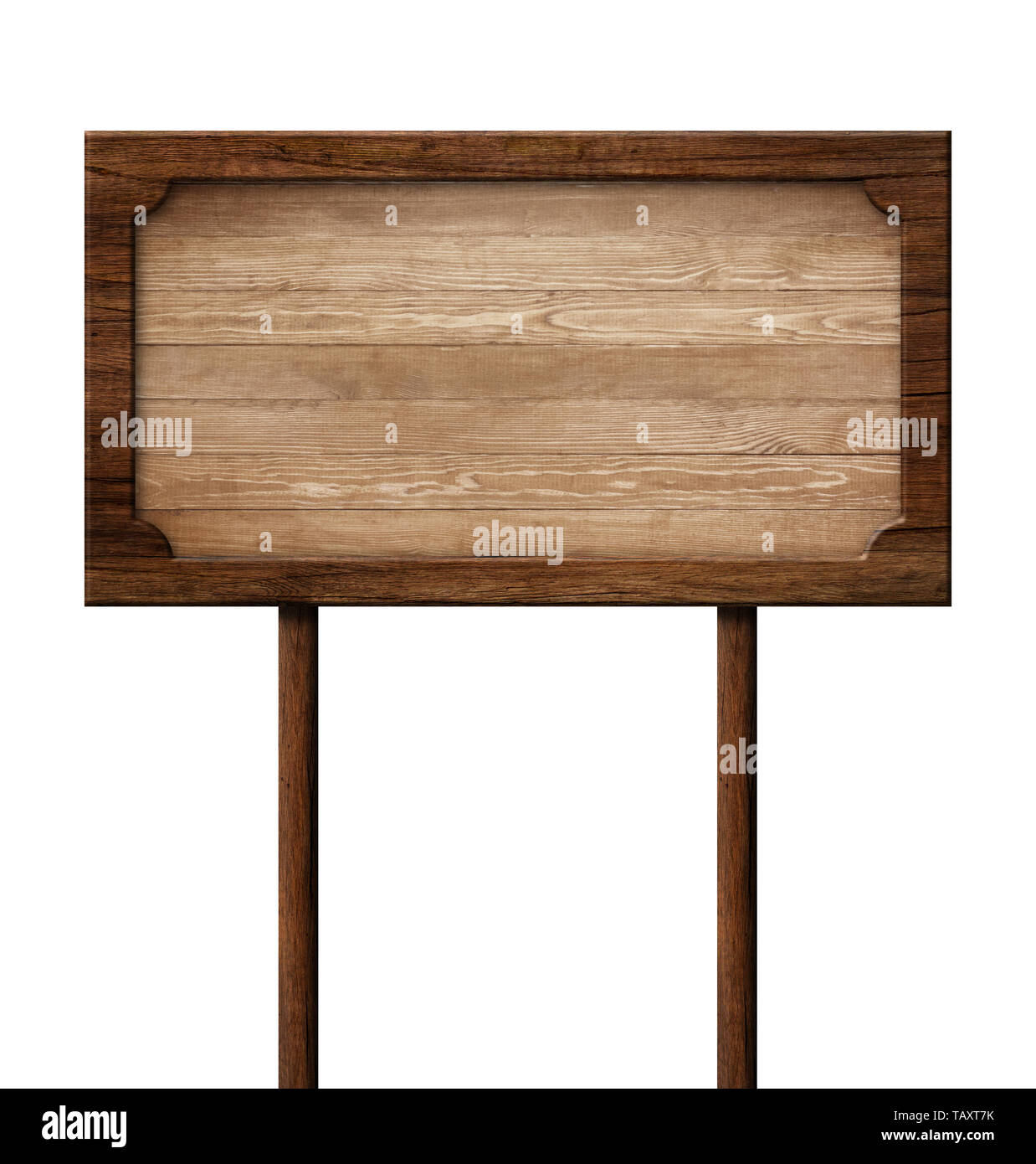 Wooden pole signpost made of natural wood and with dark frame Stock ...