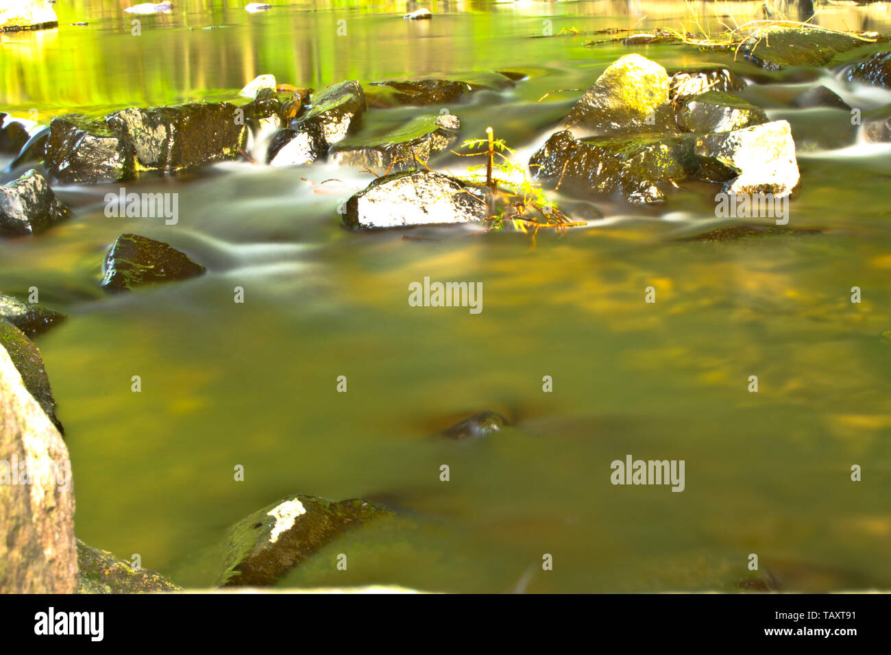 Small Bavarian fast flowing river in spring Stock Photo - Alamy