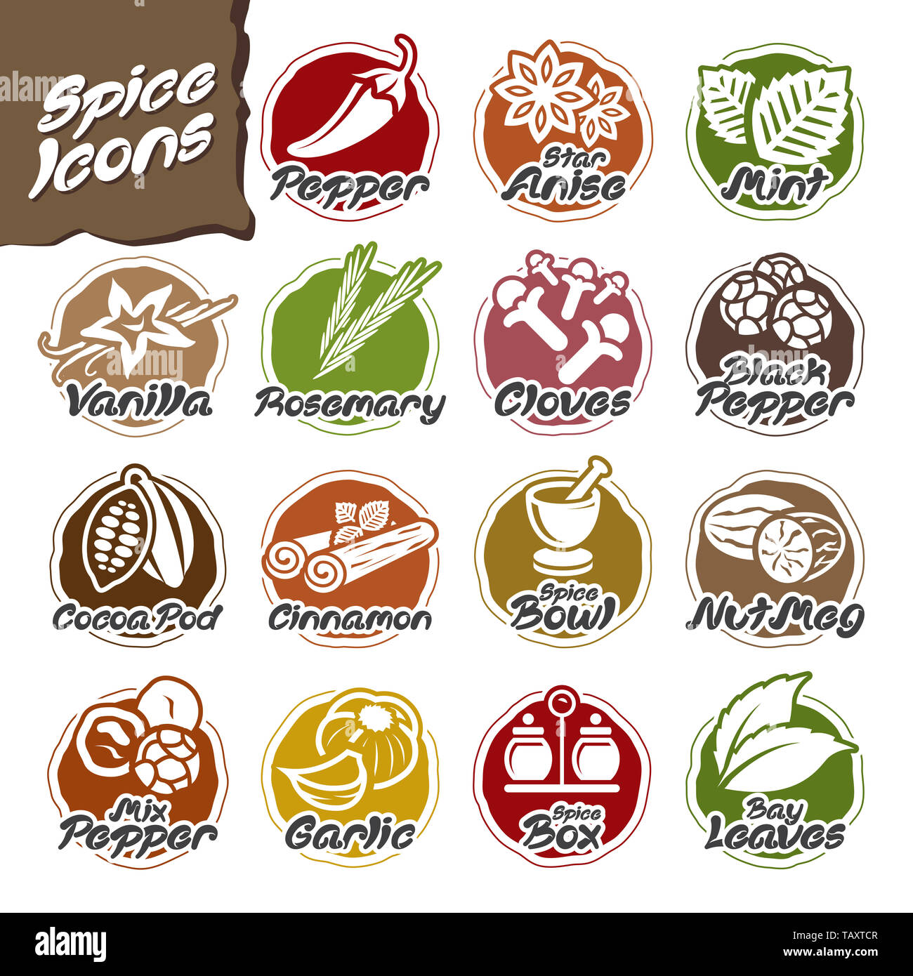 Vector Spice Multiple Icons Set Stock Photo - Alamy