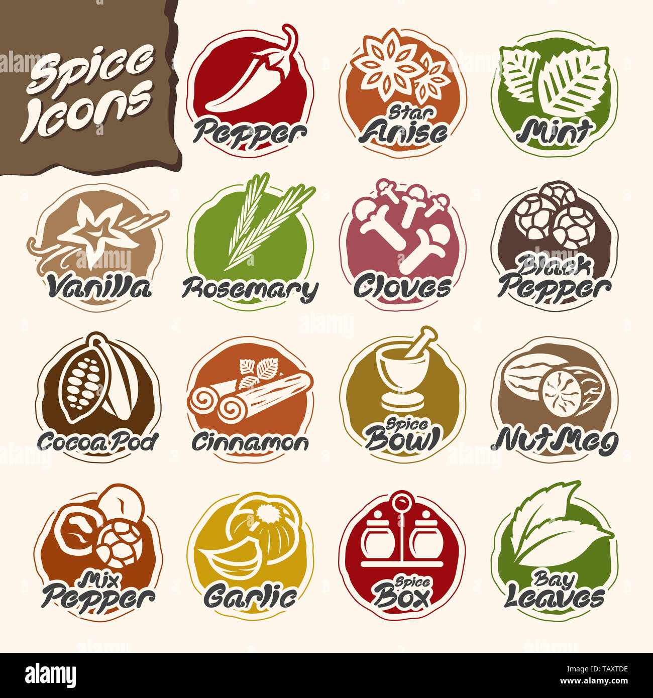 Vector Spice Multiple Icons Set Stock Photo - Alamy