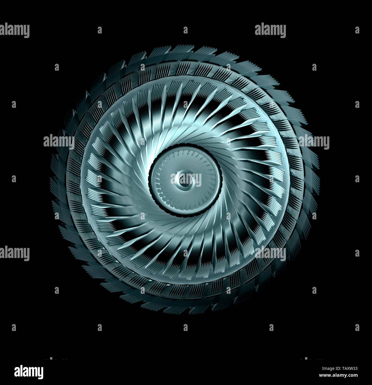 Industrial Steel Wheel With Blades Isolated On Black Background Stock ...