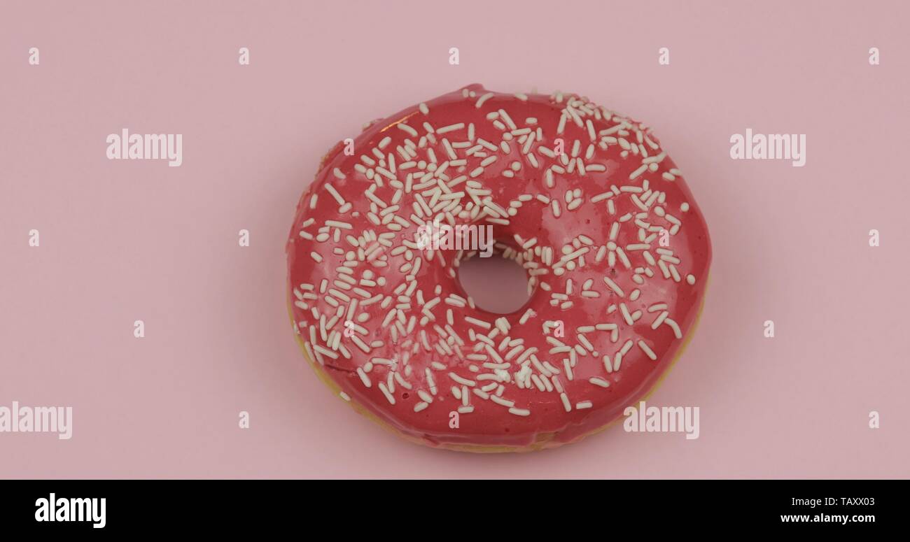 Delicious, tasty and fresh donut. Top view. Bright and colorful ...