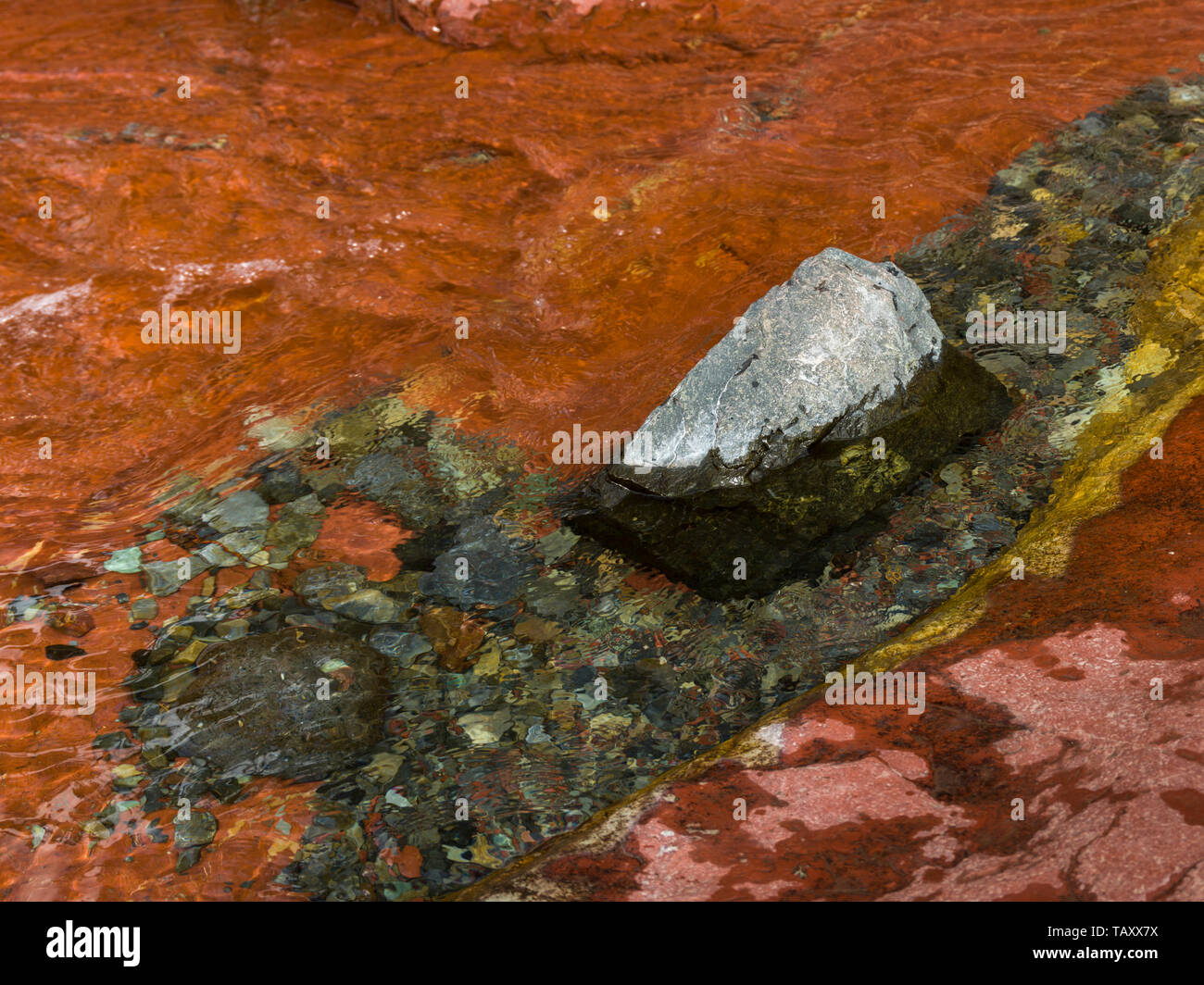 Water flowing through rocks, Red Rock Canyon Parkway, Waterton Lakes ...