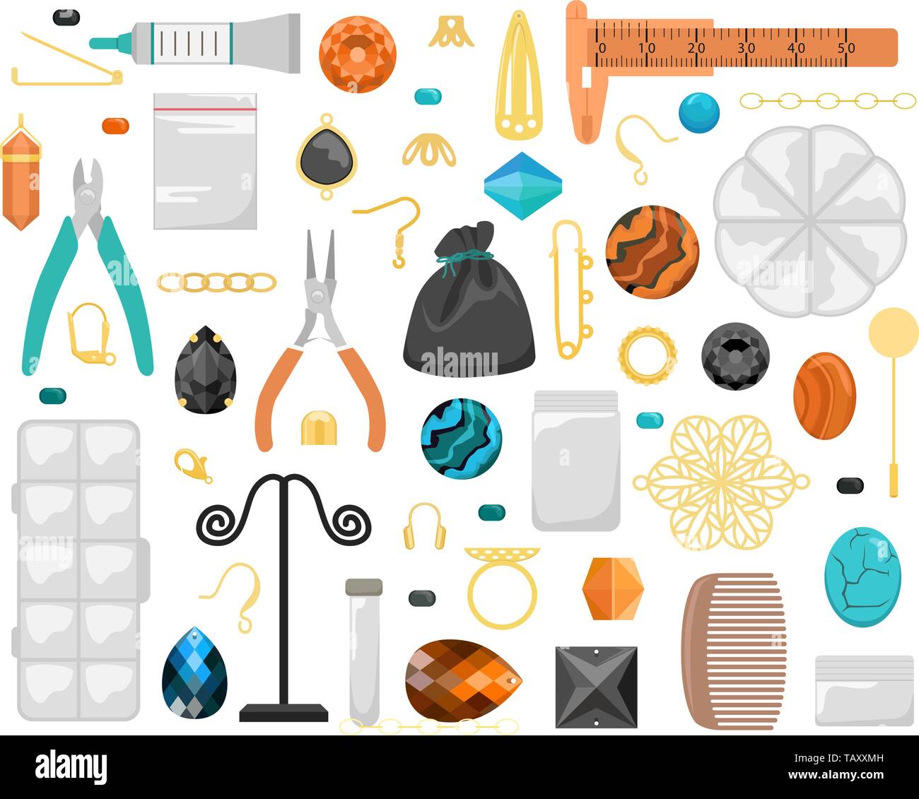 Set of tools and materials for handmade jewelry. Beads, accessories ...