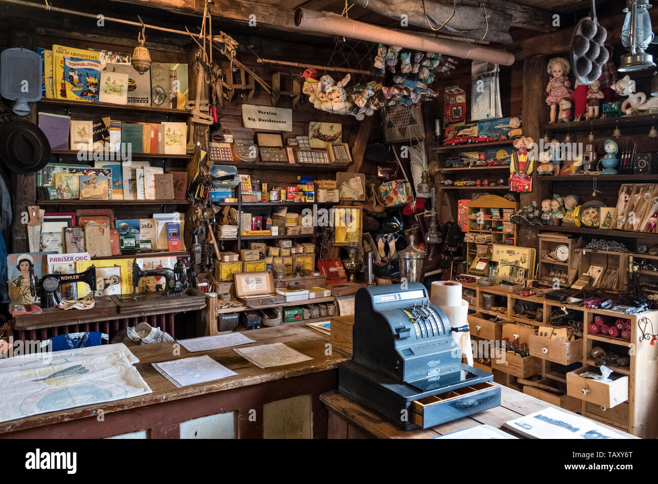 Interior of an old local shop in Hvammstangi, Iceland. Now preserved as ...