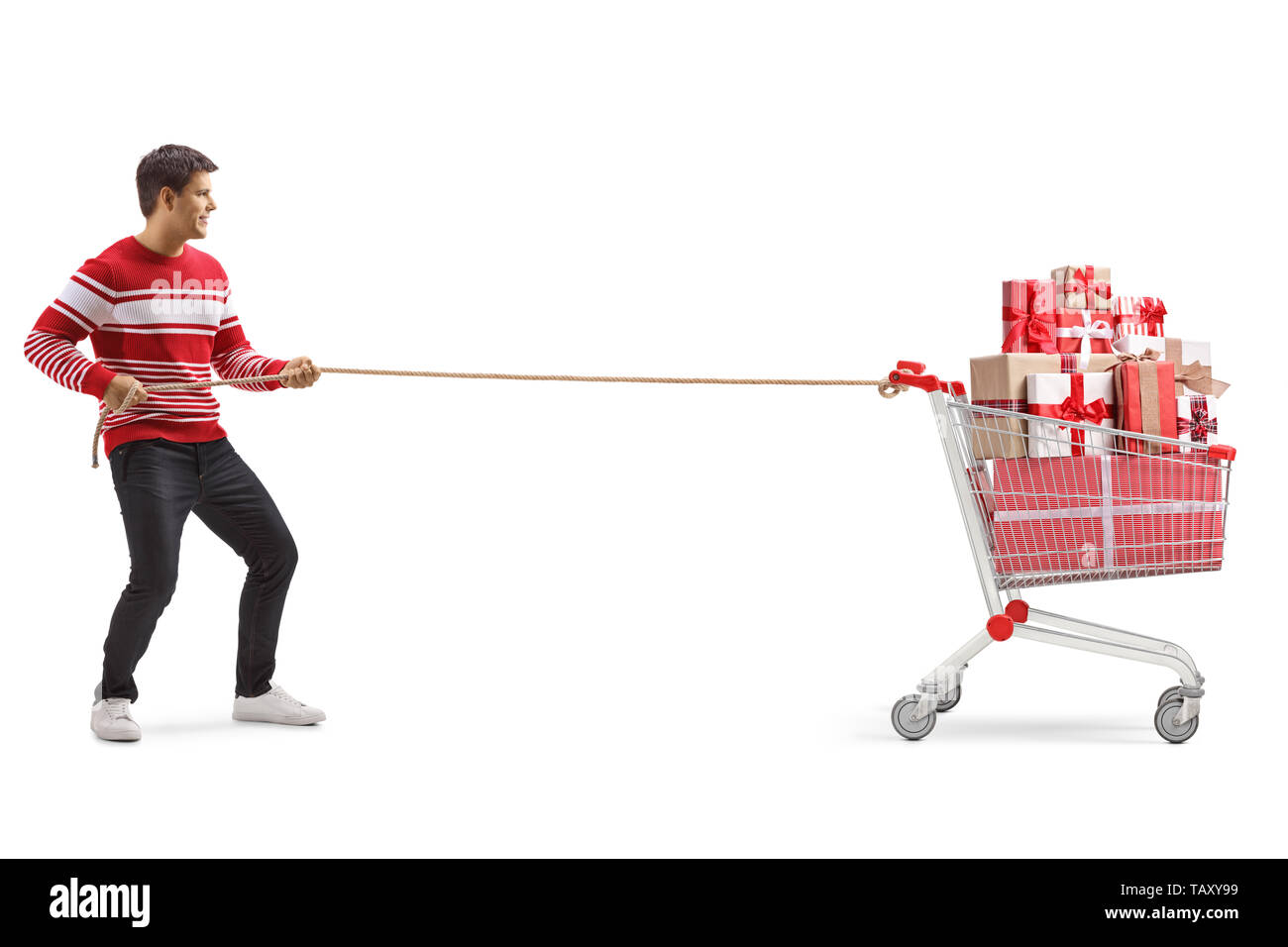 Pulling shopping trolley hi-res stock photography and images - Alamy