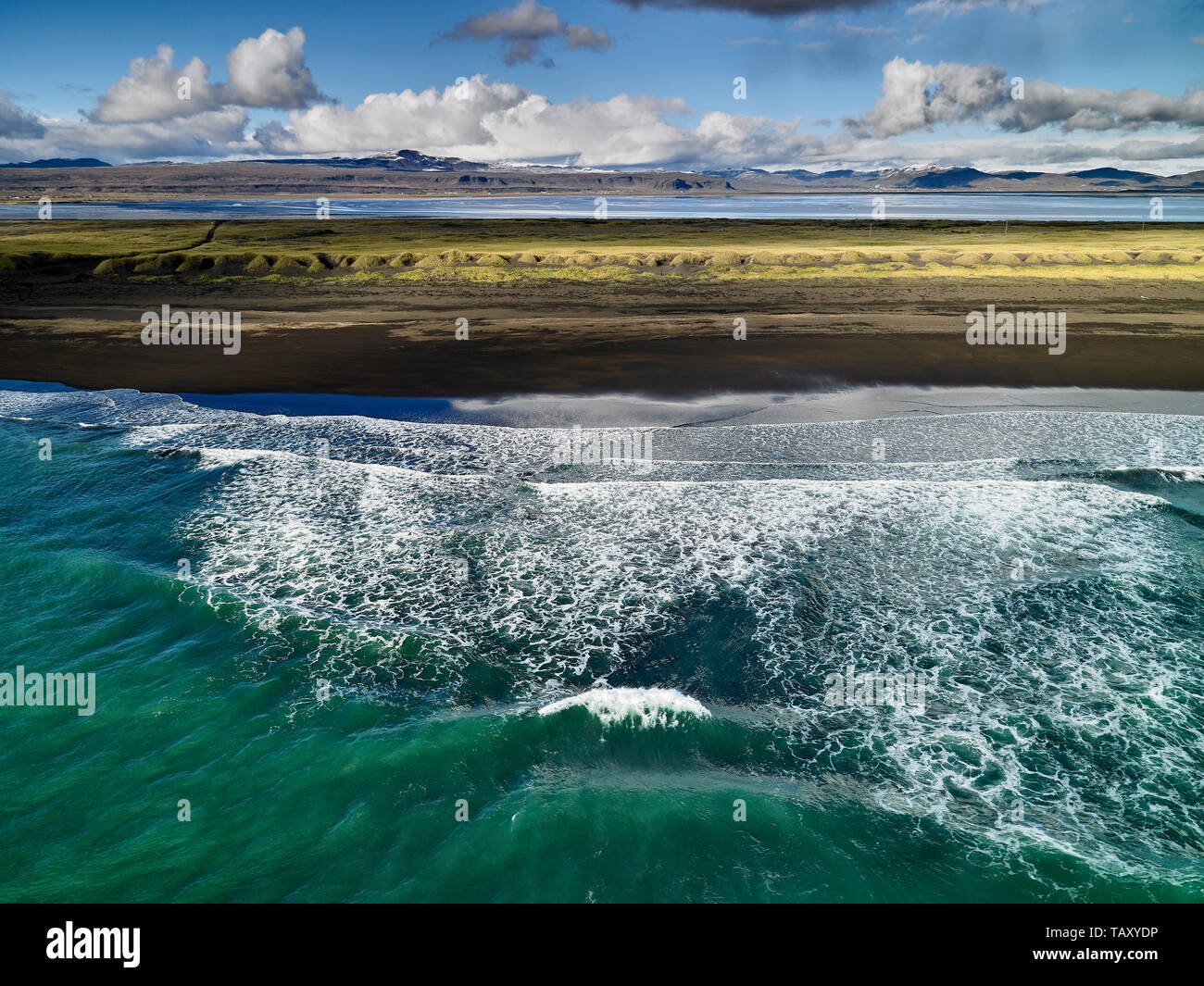 Waves, South Coast, Iceland. This image is shot from a helicopter Stock ...