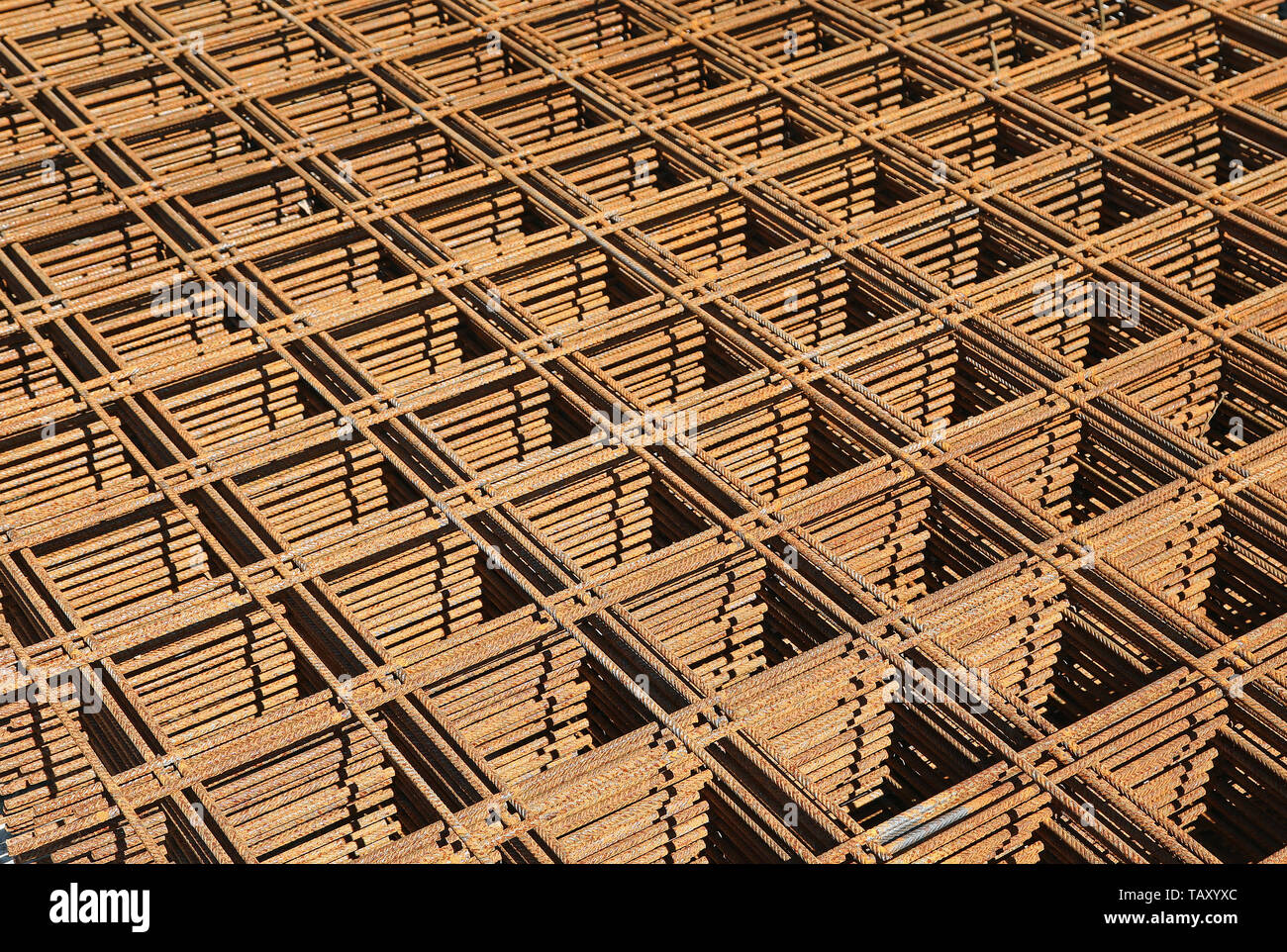 background of rusty welded net at the construction site to facilitate ...