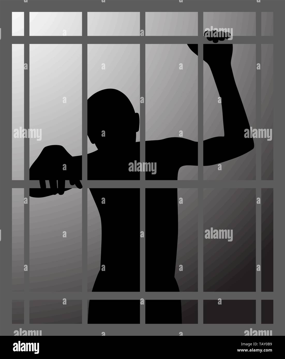 Man in dark dungeon or prison behind bars Stock Vector Image & Art - Alamy