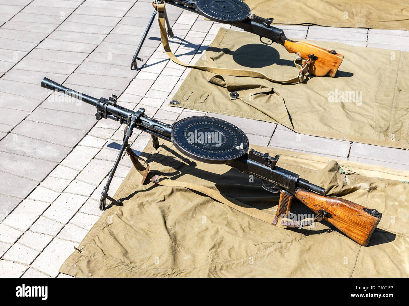 Samara, Russia - May 25, 2019: Real Soviet Degtyarev light machine gun ...