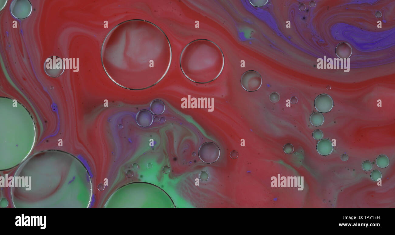 Fantastic structure with colorful bubbles. Abstract colorful paint. Top ...